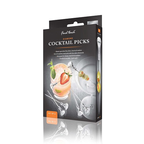 Final Touch Clear Diamond Cocktail Picks - Set of 6 – TCB